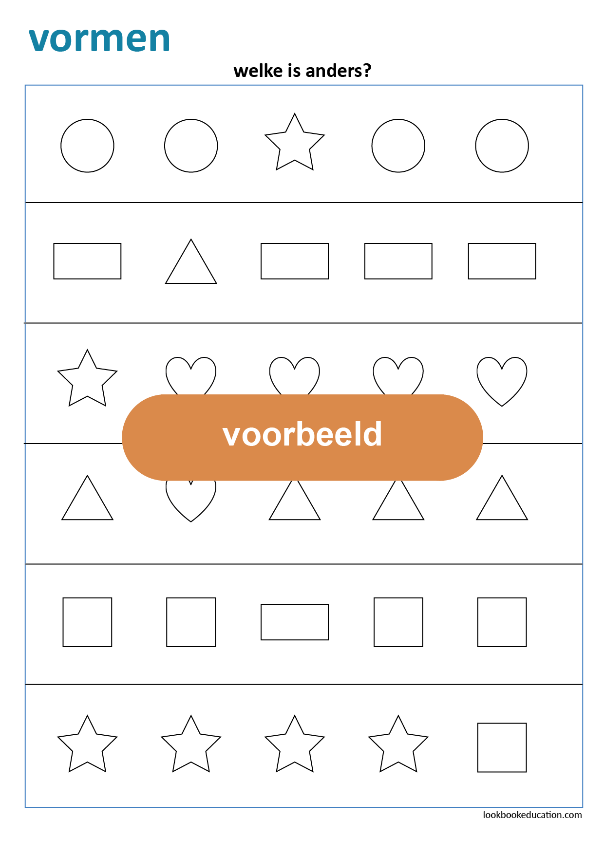 Thema Vormen | Werkbladen groep 1 t/m 4 - LookbookEducation.com/nl