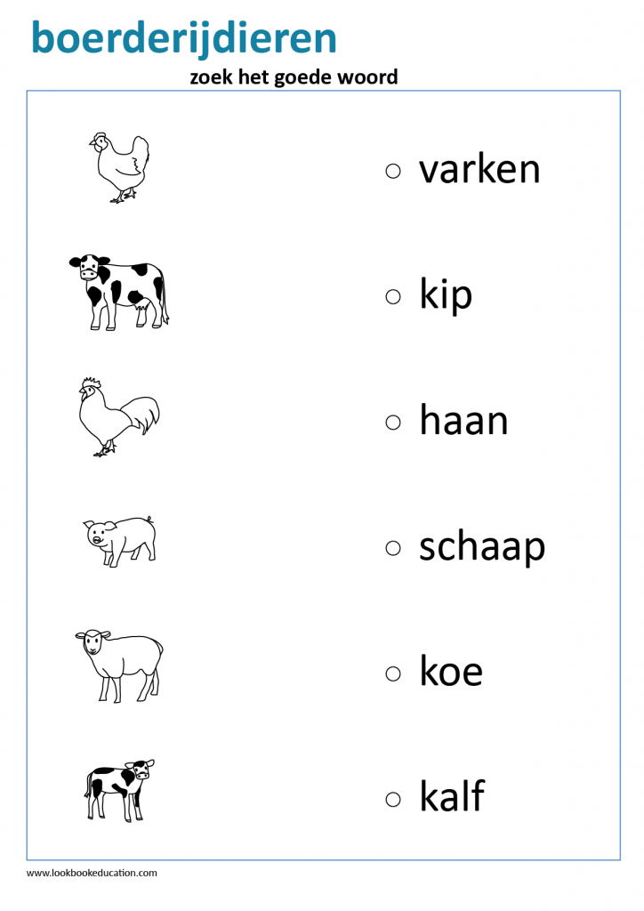 Werkblad Thema Boerderij | Zoek het goede woord - LookbookEducation.com/nl