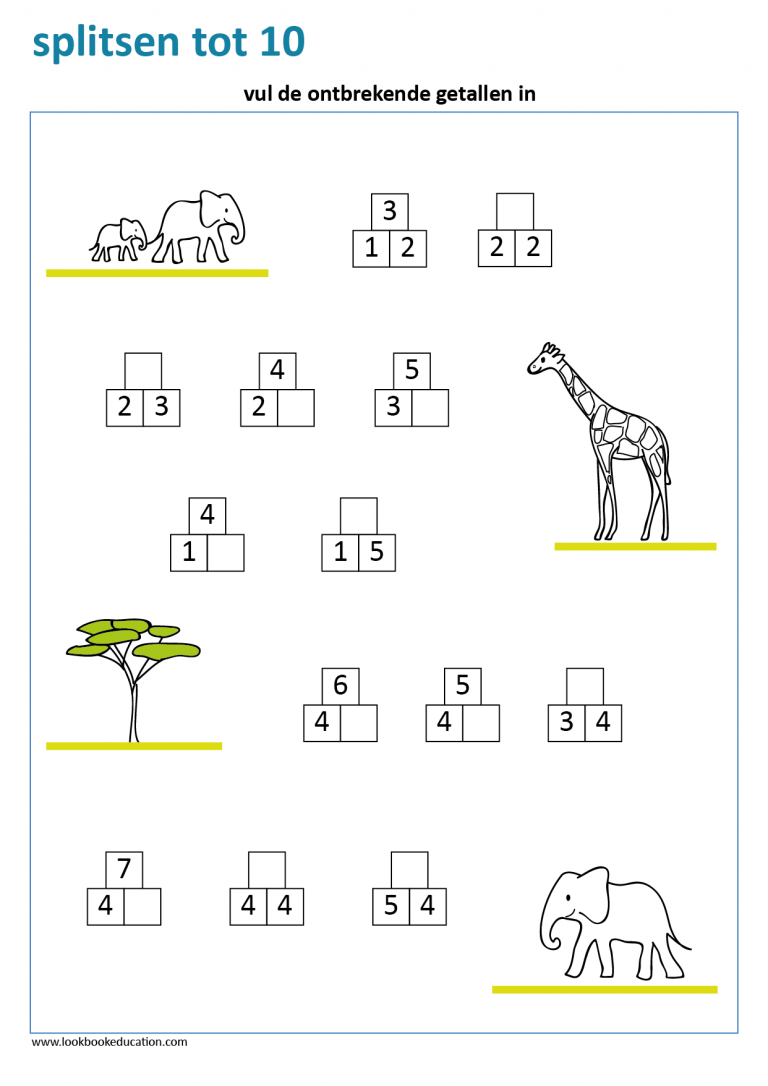 Werkblad Splitsen van 10 - LookbookEducation.com/nl