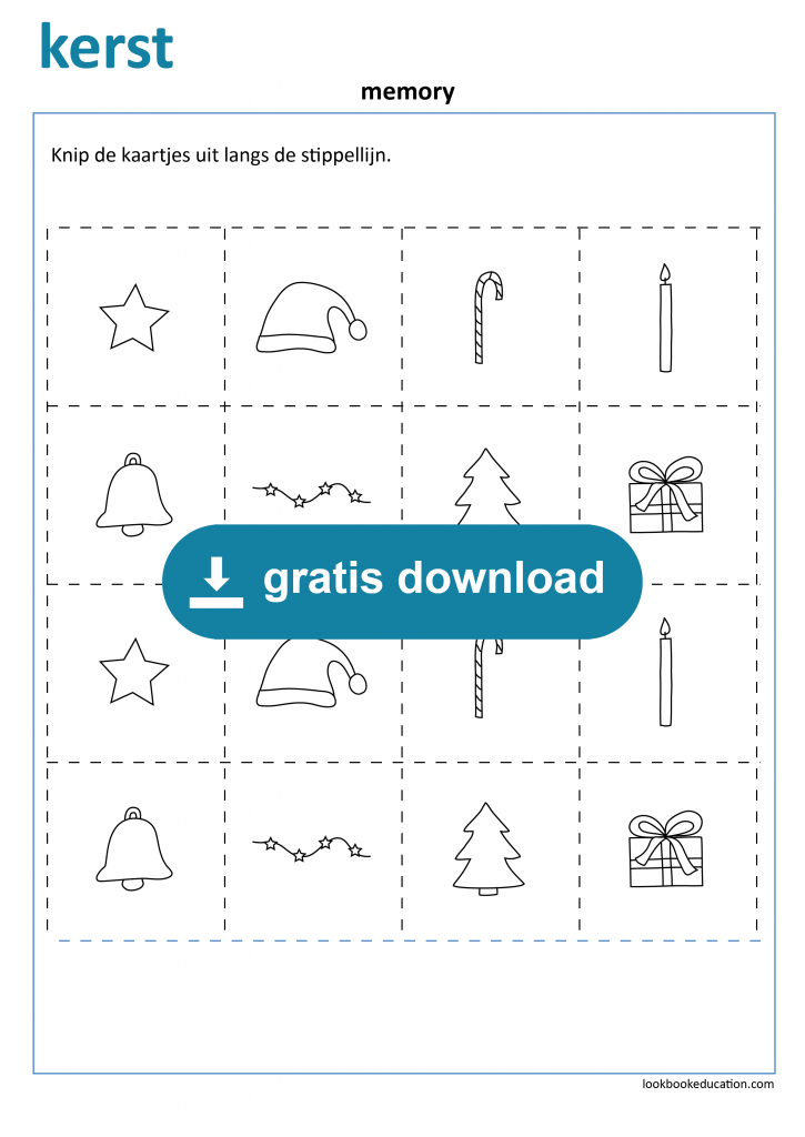 Werkblad Kerst Memory - LookbookEducation.com/nl