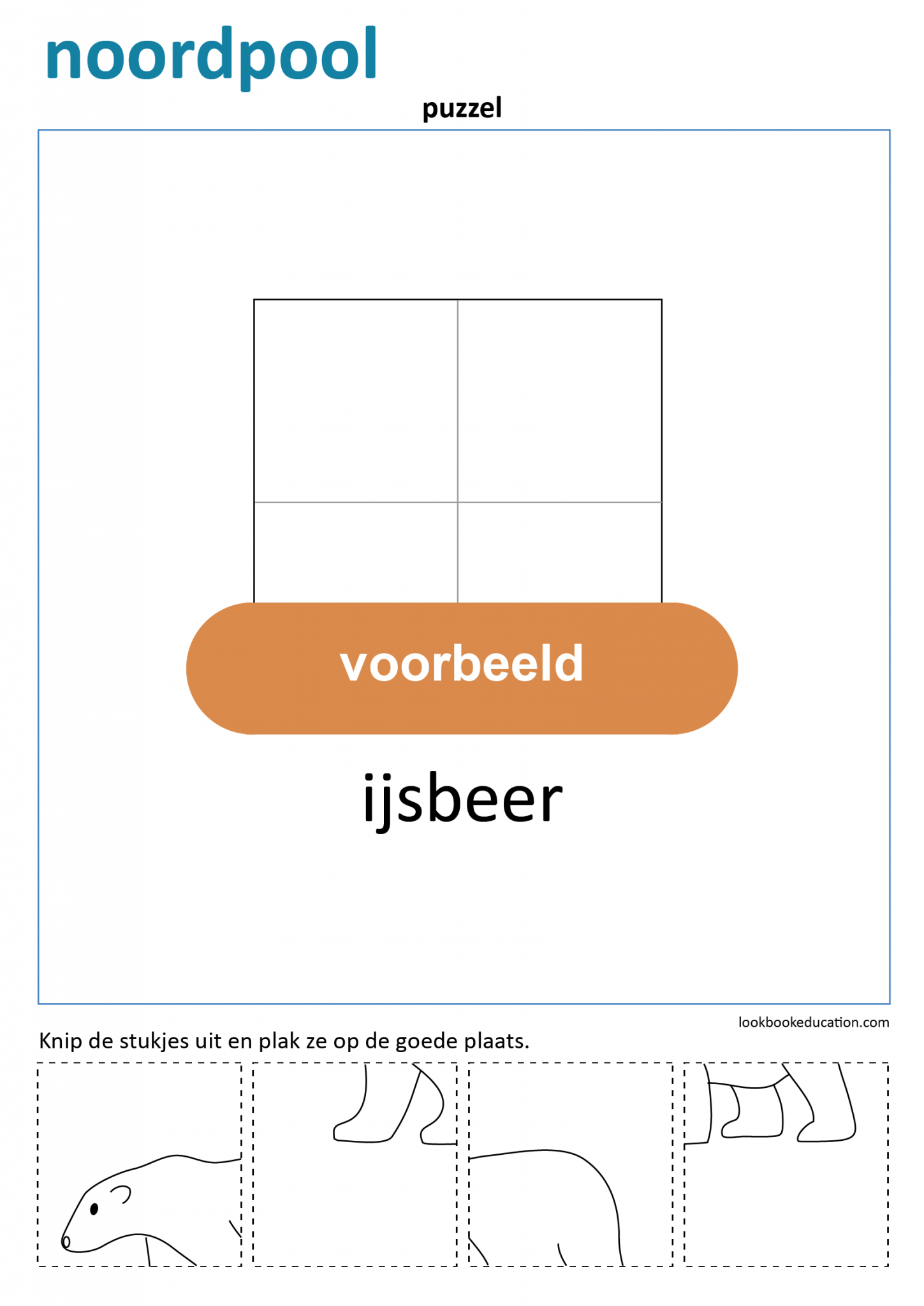 Werkblad Noordpool Puzzel IJsbeer - LookbookEducation.com/nl