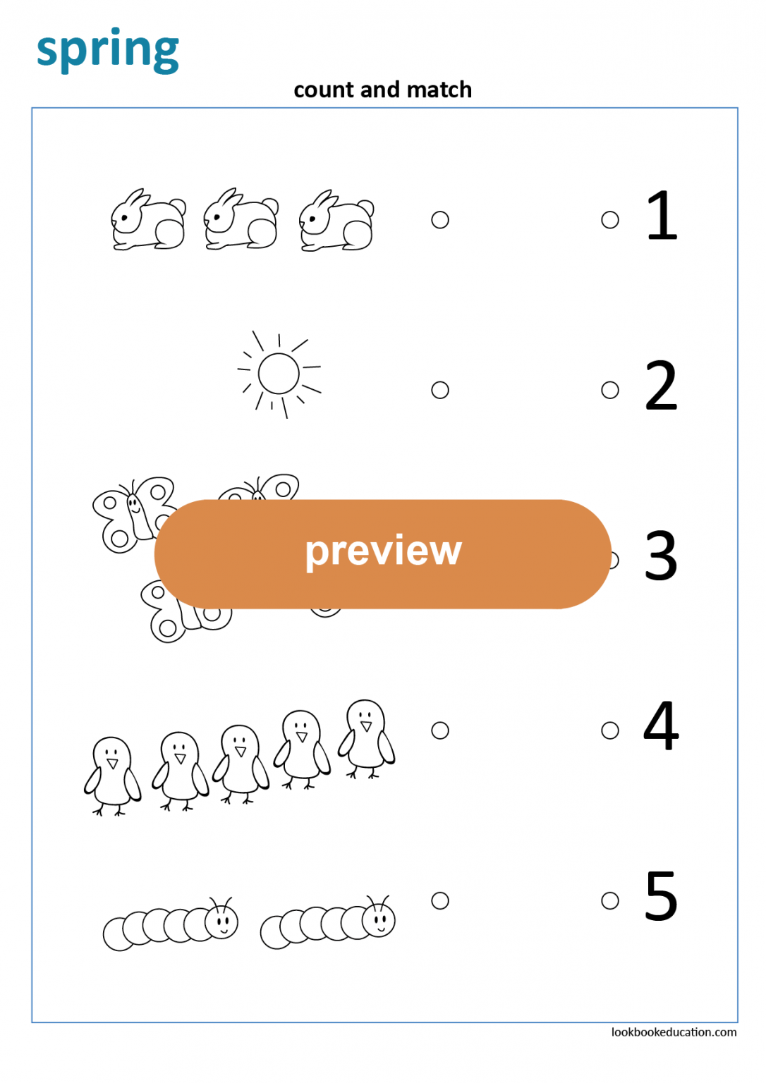 Worksheet Counting to 5 Spring - Lookbook Education