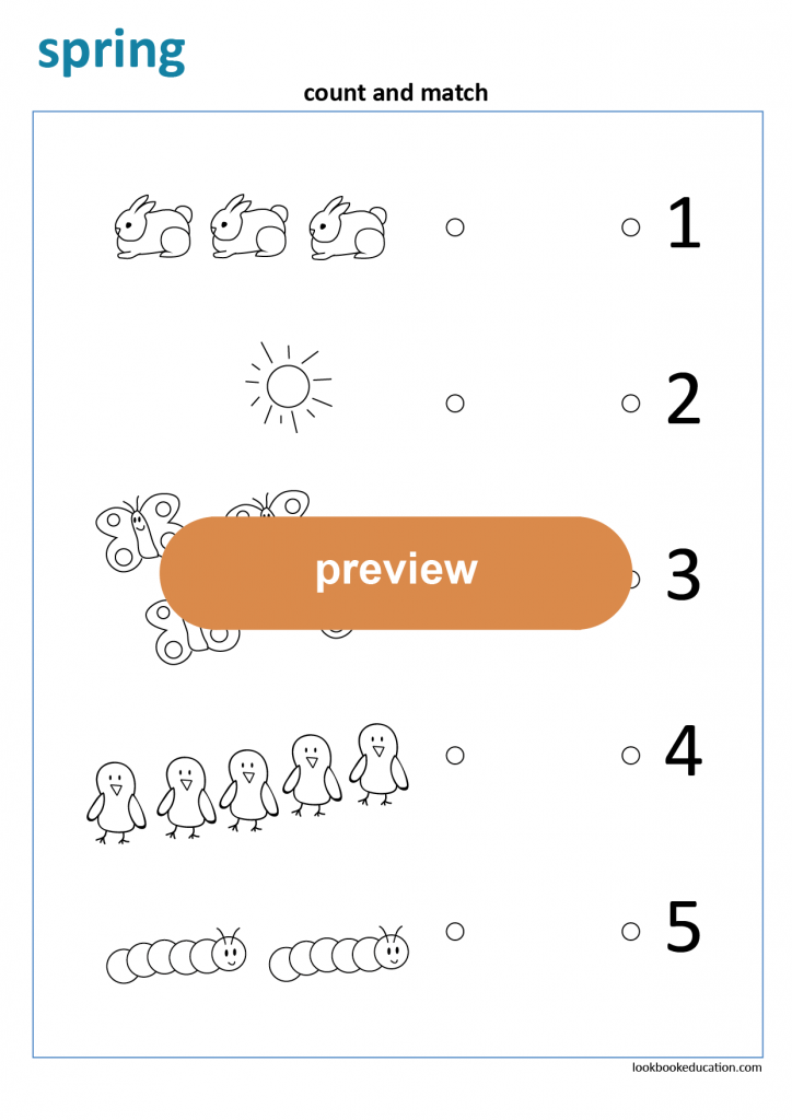 Worksheet Counting to 5 Spring - Lookbook Education