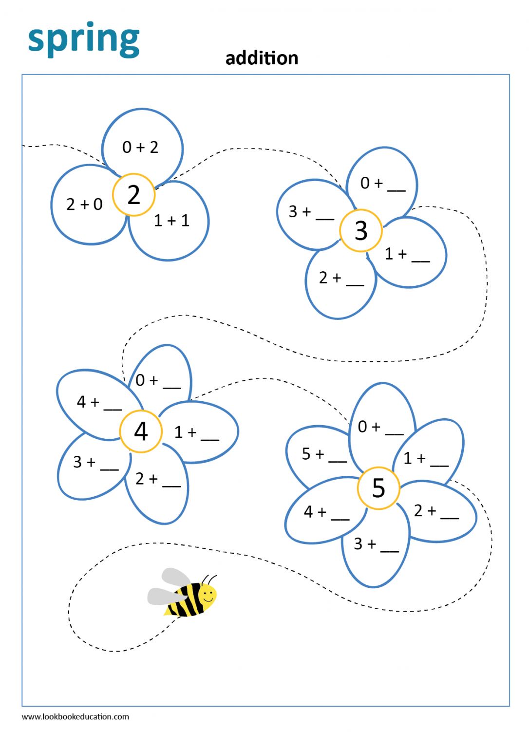 Worksheet Addition Flowers Spring - Lookbook Education