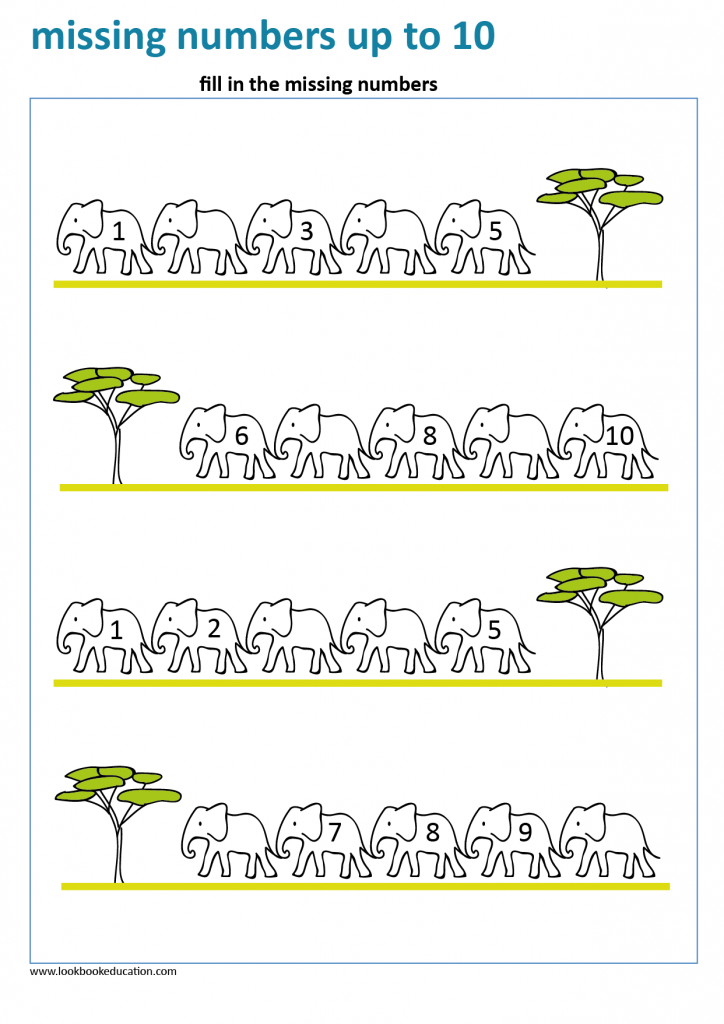 Worksheet Missing numbers up to 10 - Lookbook Education