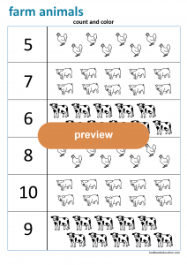 Worksheet Count and Color Farm Animals - Lookbook Education