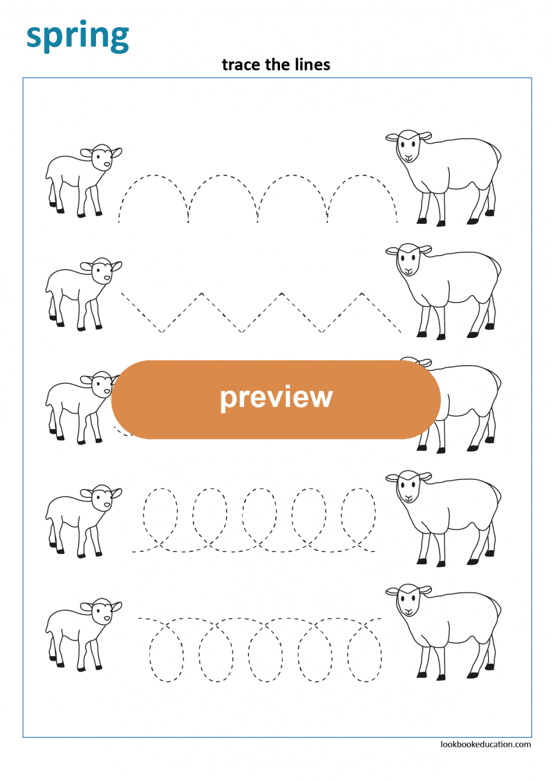 Worksheet Tracing Lamb Spring - Lookbook Education