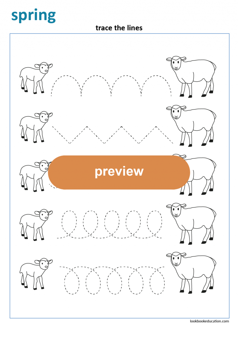 Worksheet Tracing Lamb Spring - Lookbook Education