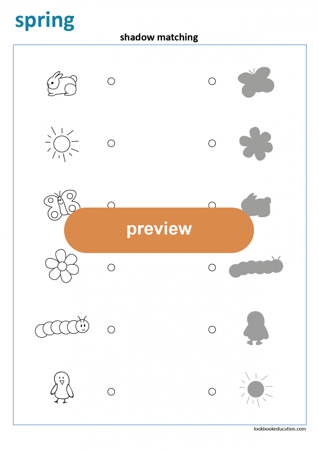 Worksheet Shadow Matching Spring - Lookbook Education