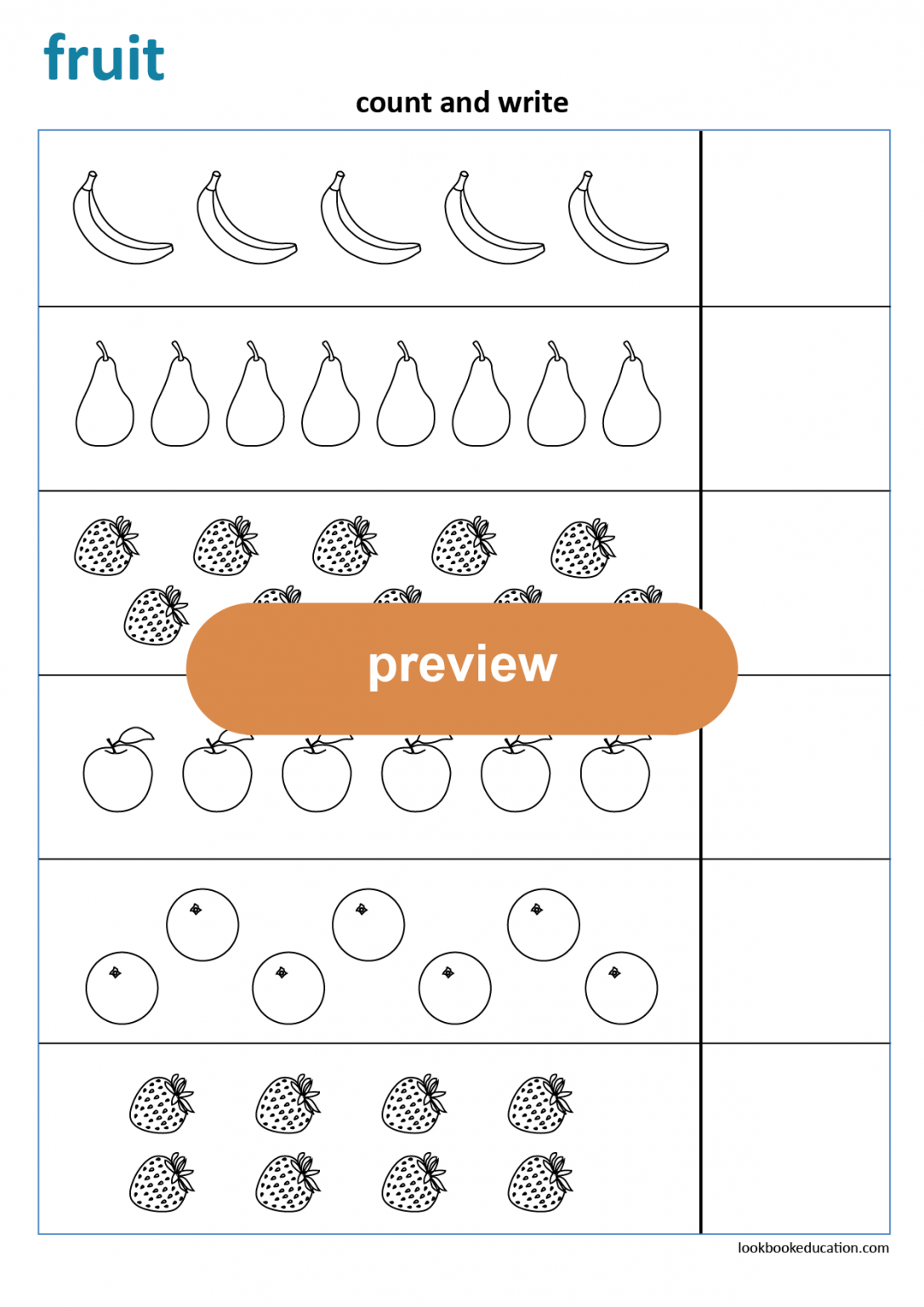 Worksheet Counting to 10 Fruit - LookbookEducation.com