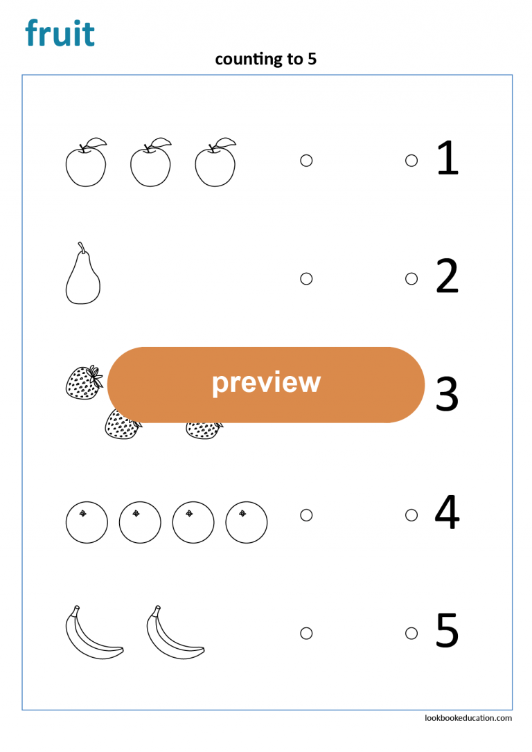 Worksheet Count and Match Fruit - LookbookEducation.com