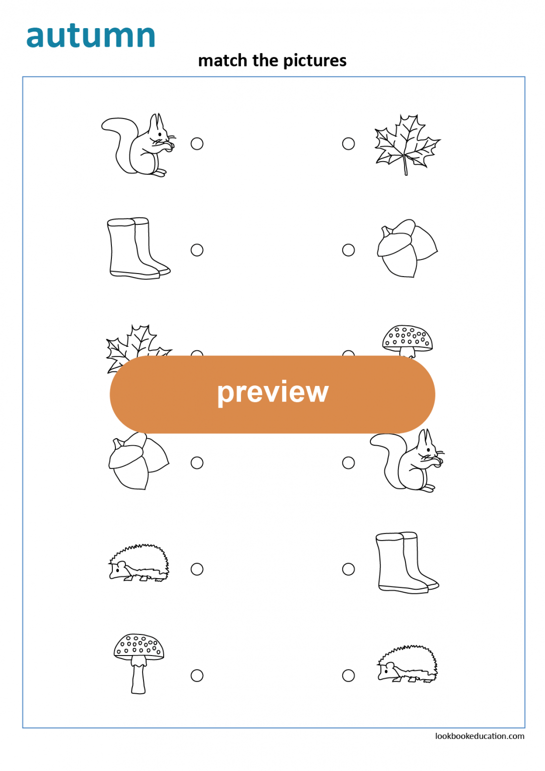 Worksheet Matching Autumn - LookbookEducation.com