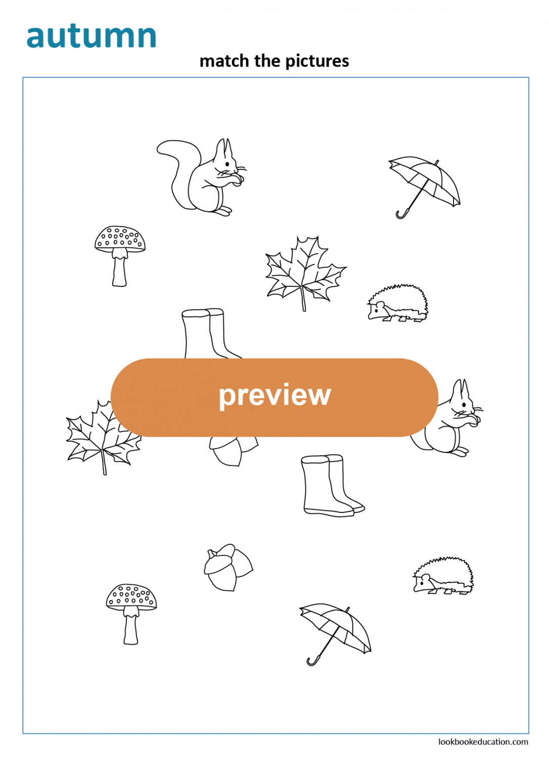 Worksheet Matching Autumn - LookbookEducation.com