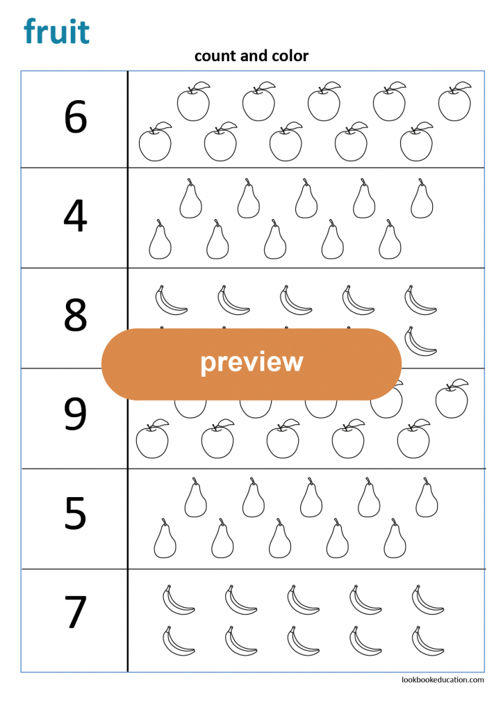 Worksheet Counting Fruit - LookbookEducation.com