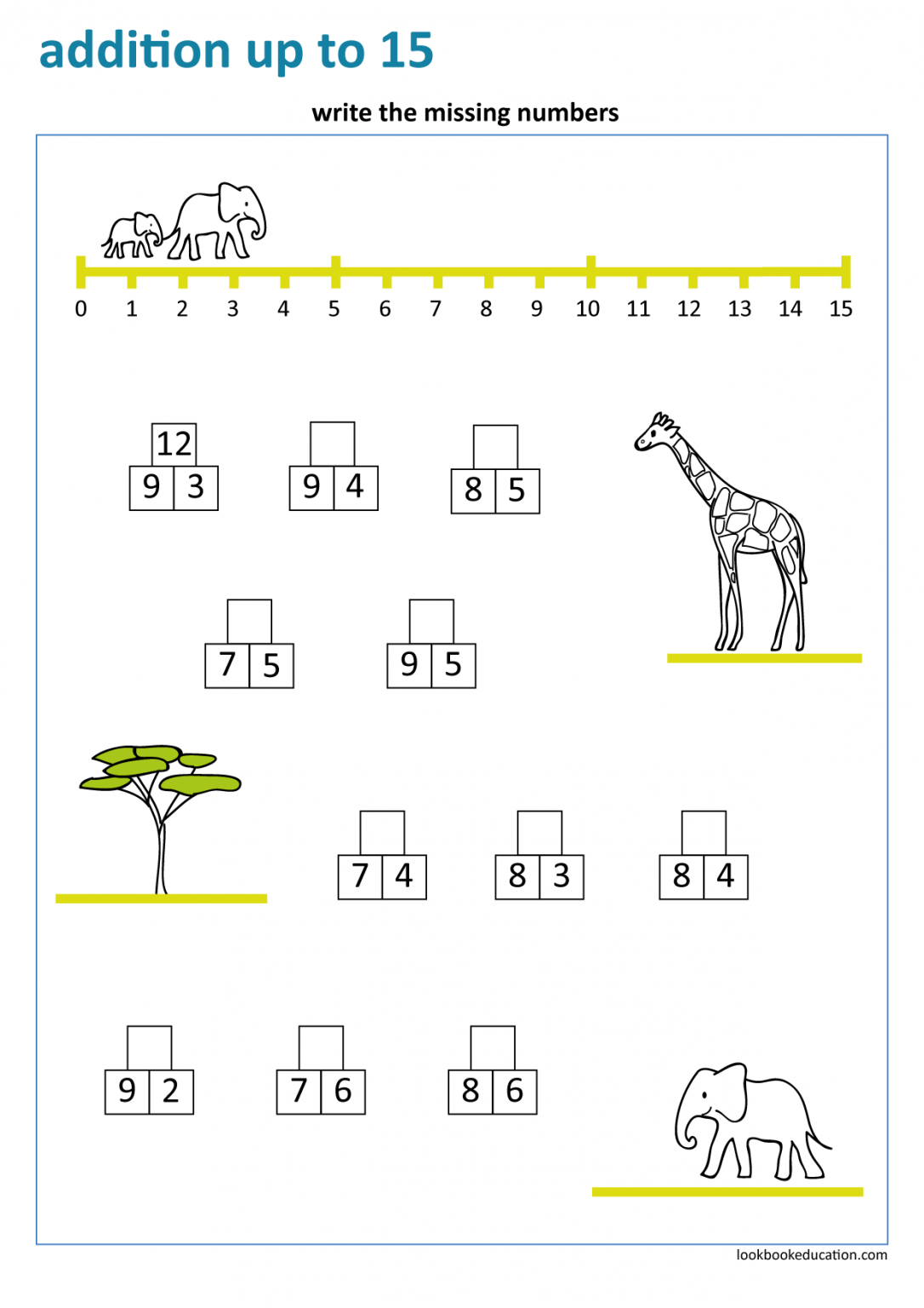 Worksheet Addition up to 15 - Lookbook Education