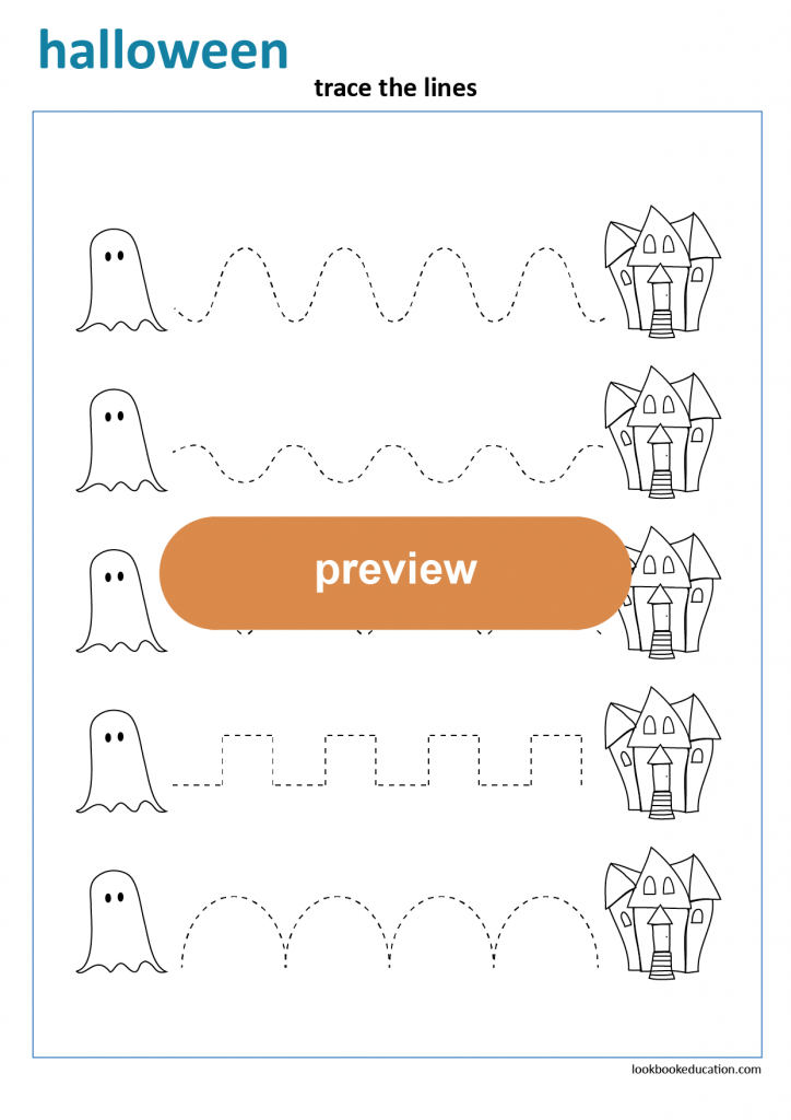 Worksheet Halloween Tracing - LookbookEducation.com