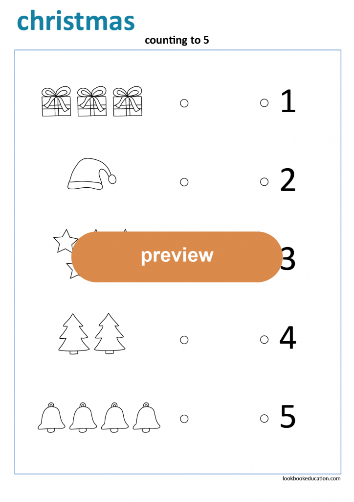 Worksheet Counting to 5 Christmas - LookbookEducation.com