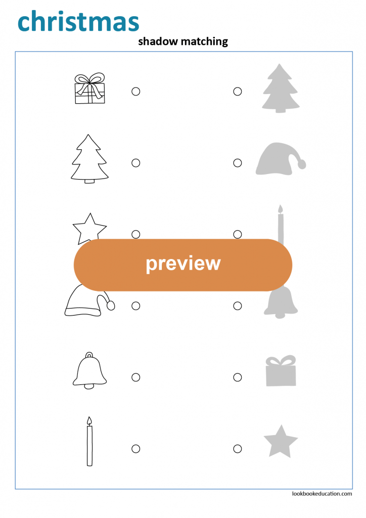 Worksheet Shadow Matching Christmas - LookbookEducation.com