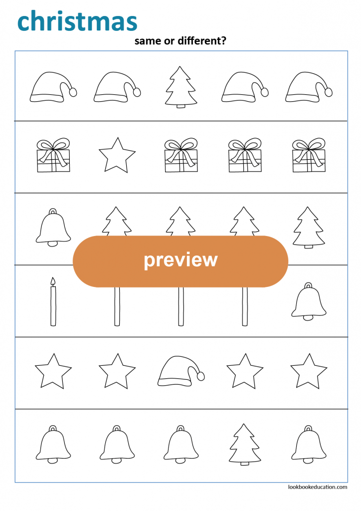 Worksheet Same or Different Christmas - LookbookEducation.com