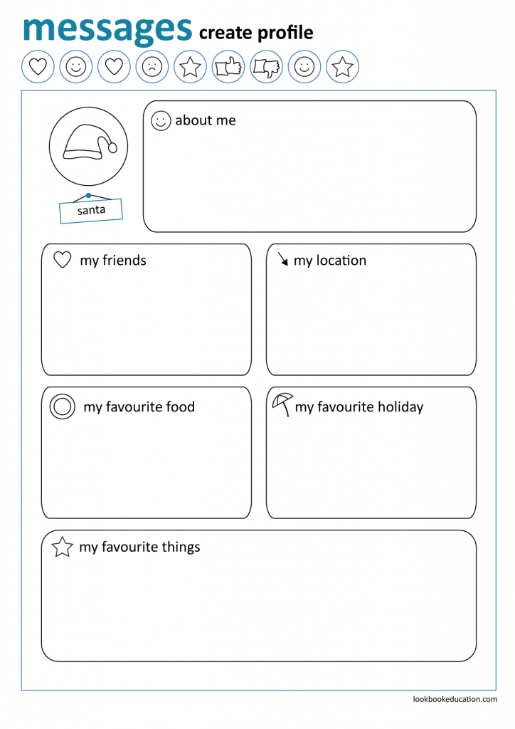 Worksheet Create Profile Christmas - LookbookEducation.com