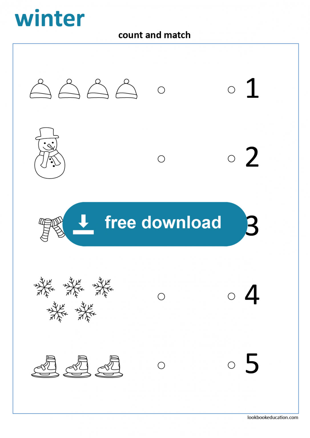 Worksheet Winter Count and Match - LookbookEducation.com