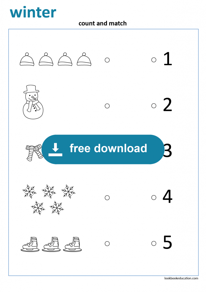 Worksheet Winter Count and Match - LookbookEducation.com