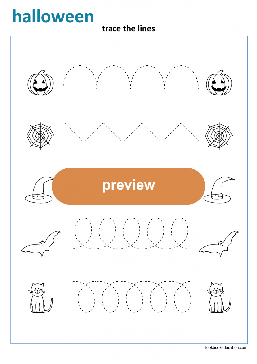 Worksheet Halloween Tracing - LookbookEducation.com