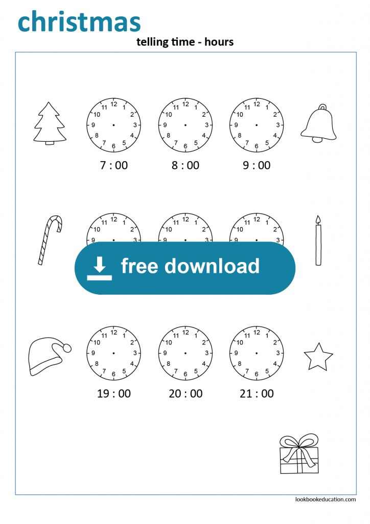 Worksheet Christmas Telling Time Hours - LookbookEducation.com