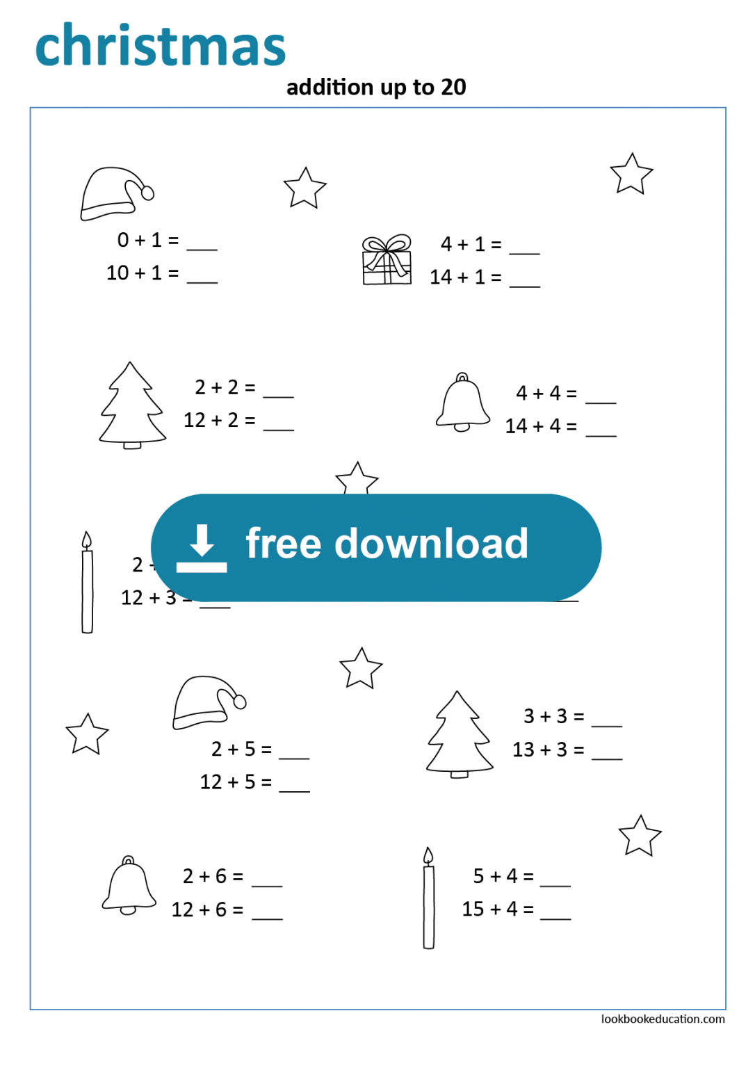 Worksheet Christmas Addition up to 20 - LookbookEducation.com