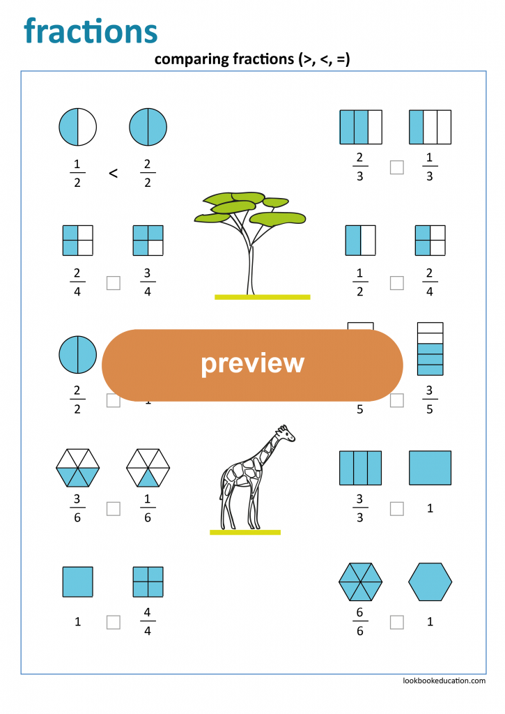 Worksheet Comparing Fractions - LookbookEducation.com