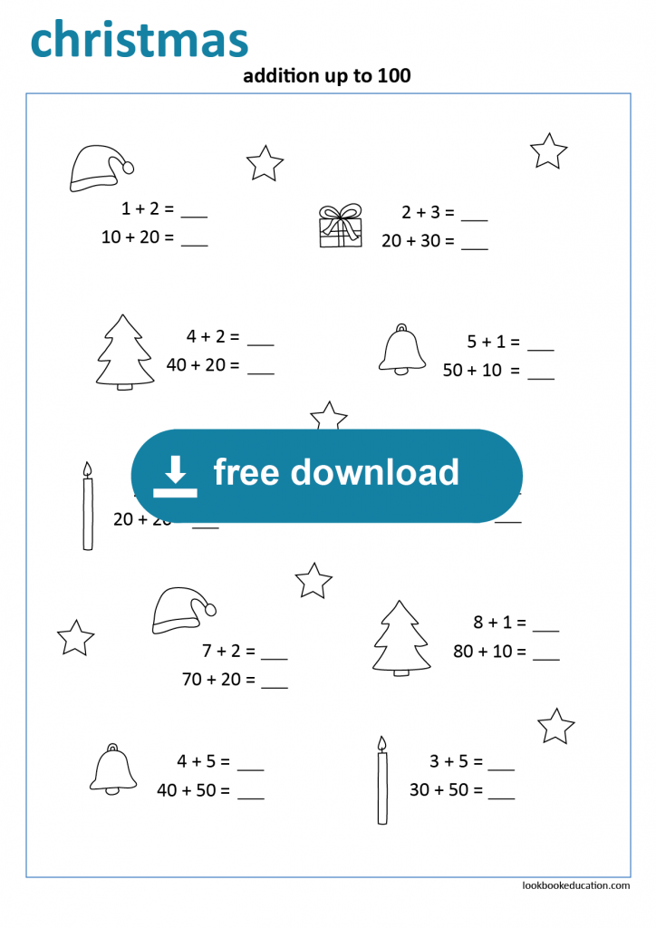 Worksheet Christmas Addition up to 100 - LookbookEducation.com