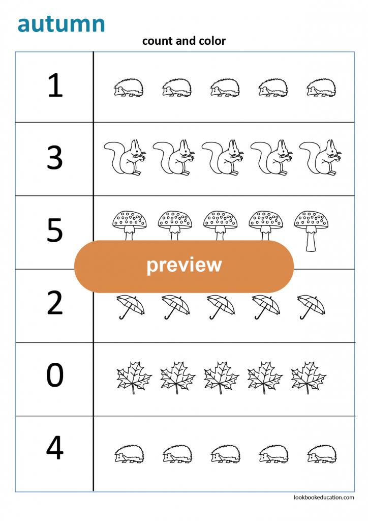 Worksheet Count and Color Autumn - LookbookEducation.com
