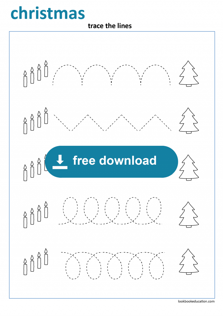 Worksheet Christmas Tracing - LookbookEducation.com