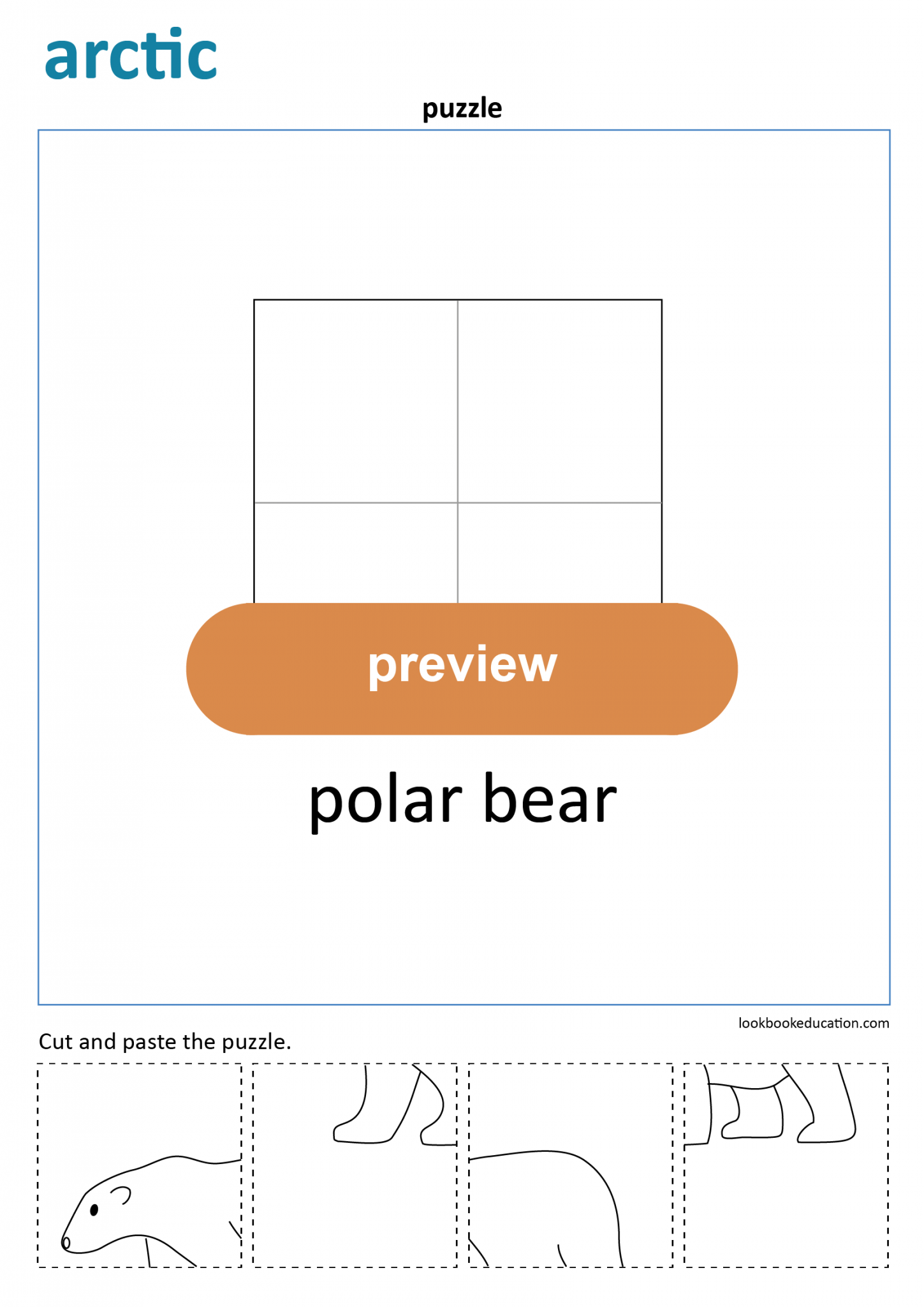 Worksheet Puzzle Arctic Polar Bear - LookbookEducation.com